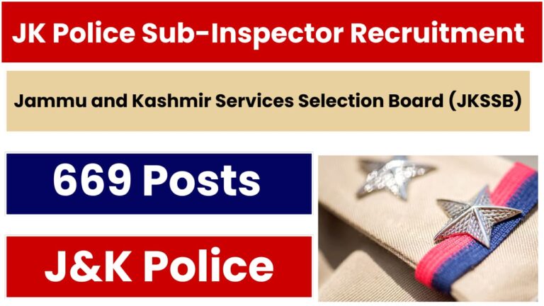 JK Police SI Recruitment 2024, Syllabus Released, Apply Online for 669 ...